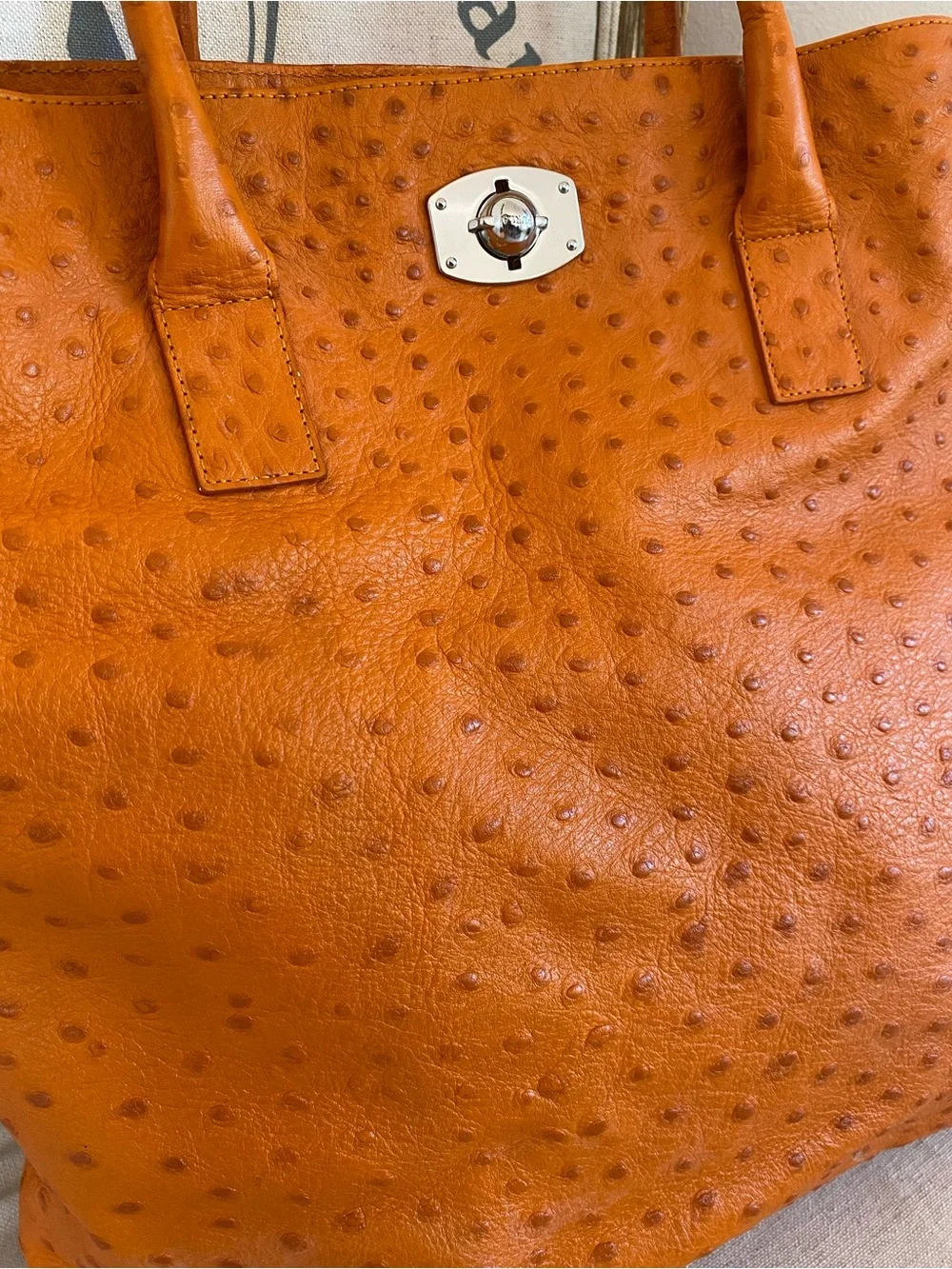 Furla | Bags | Authentic Vintage Furla Orange Ostrichtexture Leather ...
